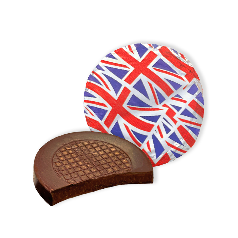 Union Jack Wrapped Dark Chocolate Mint Crisps | Quintessentially ...